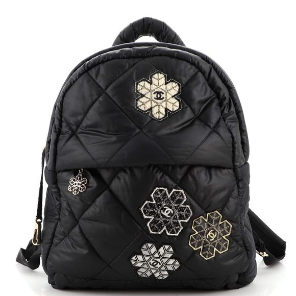 CHANEL | Bags | Chanel Coco Neige Backpack Quilted Nylon With Patches ...